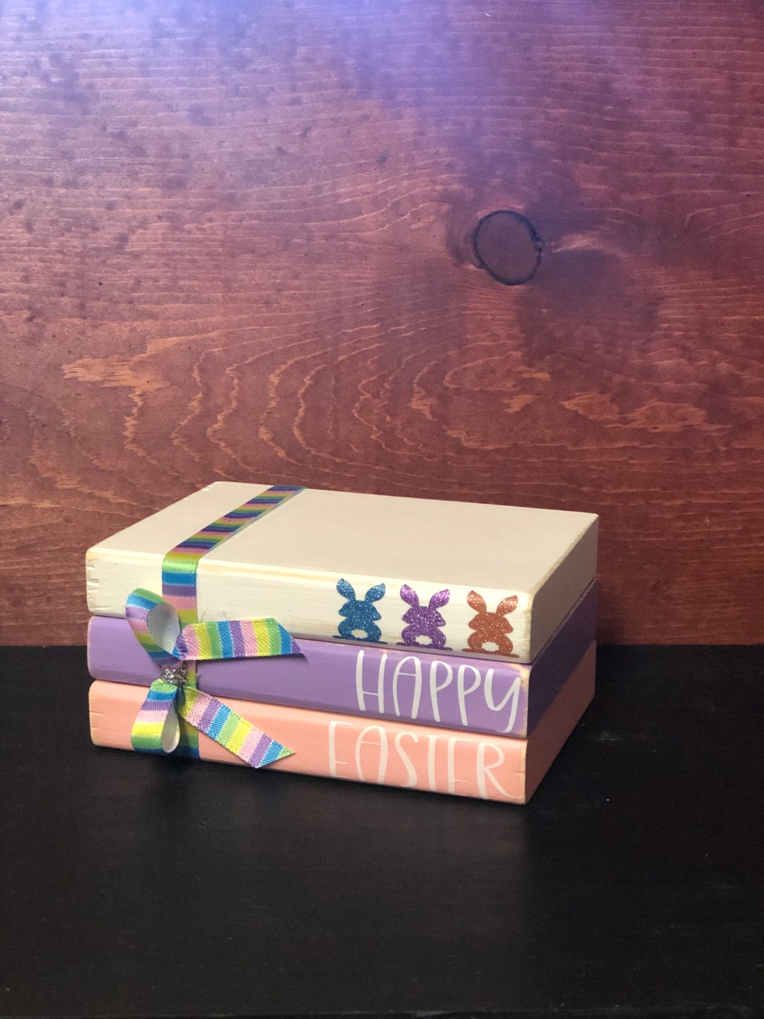 Easter Wood Book Stack / Mini Book Stack / Book Stack / Decorations - Etsy