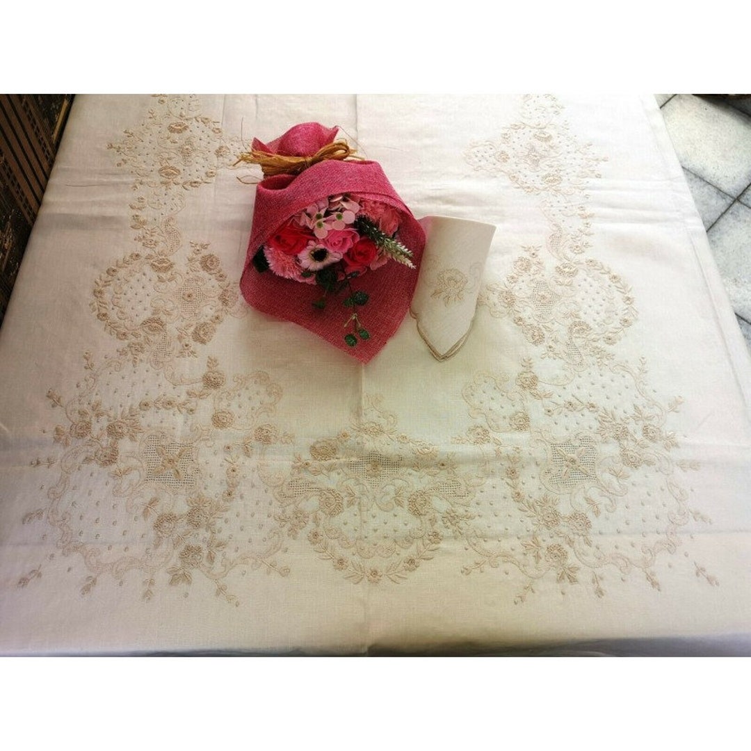 Tablecloth X 12 including 24 Linen Napkins 12 Large and 12 for Tea Pure ...