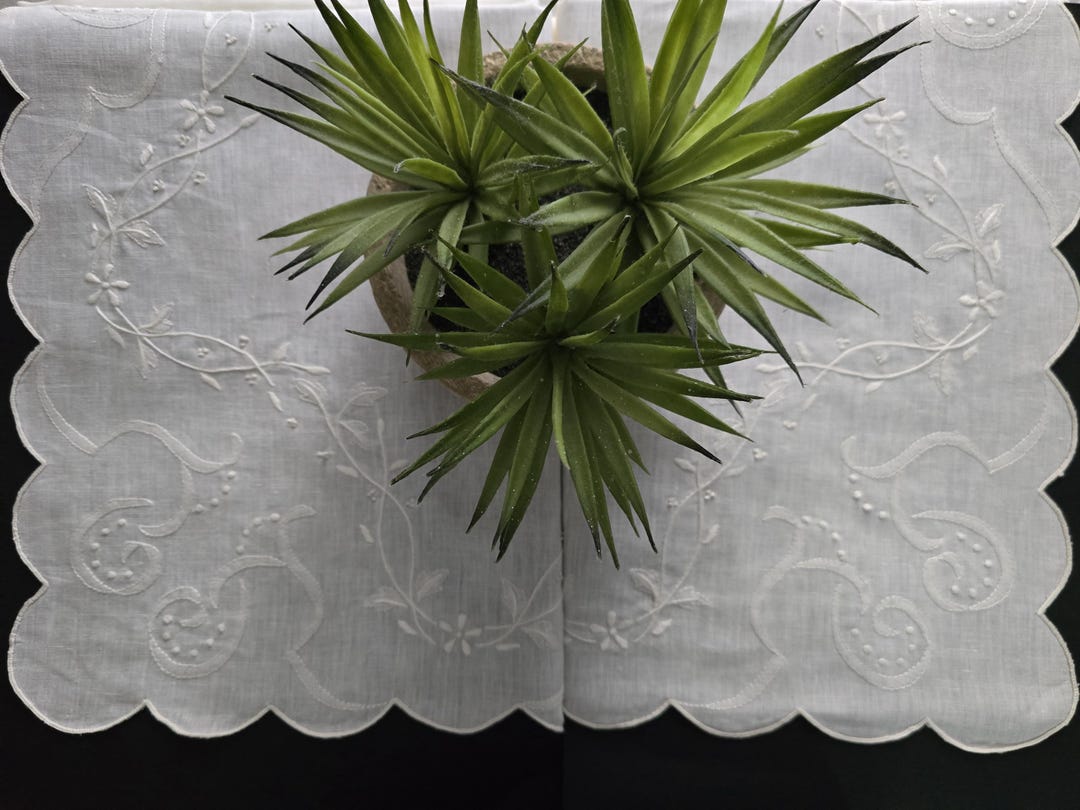 Rich Pure Linen Sheet Bellora With Hand Embroidery Full Stitch Ecru ...