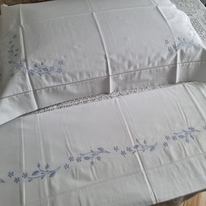 Machine Embroidered Sheet in Pure Cotton Percale of the Highest Quality ...