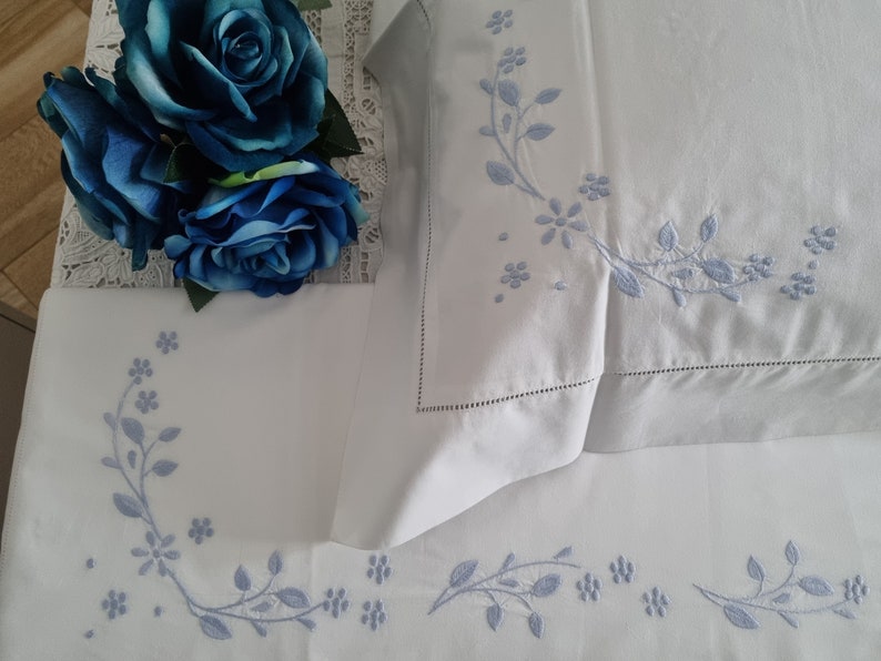 Machine Embroidered Sheet in Pure Cotton Percale of the Highest Quality ...