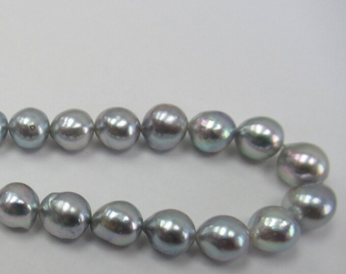 Blue Akoya 7-7.5mm Japanese Blue Silver Pearl Strands Necklace, High ...