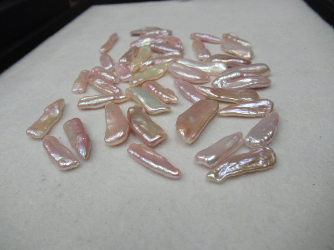 Freshwater Peach Biwa Pearls Large High Quality Organic Shape Genuine ...