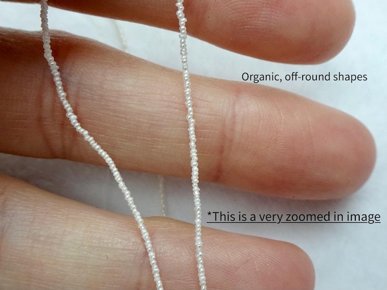 TINY PEARLS 1mm-1.5mm Freshwater Pearls 20" Length - Natural White ...