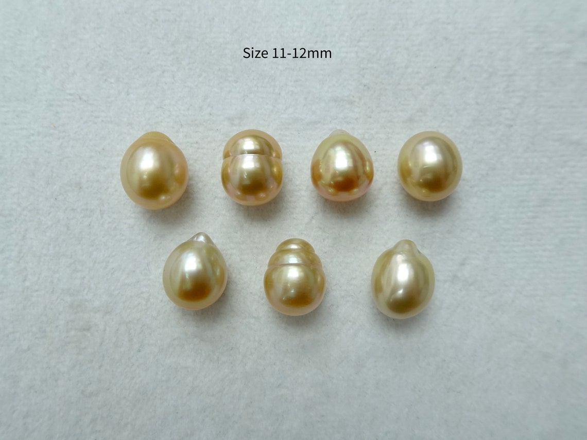 GOLDEN South Sea Baroque Pearl 10mm-11mm, Strong Natural Golden Color ...