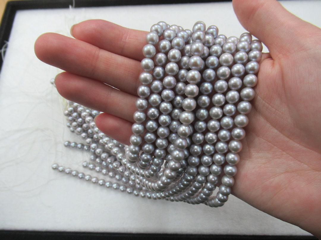 Blue/grey Treated Color Freshwater Pearls 5.5-6mm - Length 16" - High ...