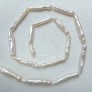 Keshi Stick Pearl Strand 4mm-5mm, Genuine Freshwater Pearls, Long Shape ...