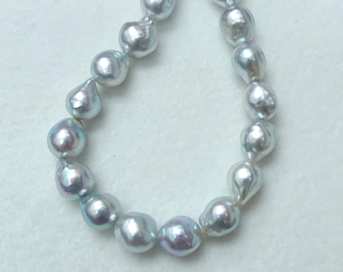 18 Pearls BLUE AKOYA - Bright Blue Color - Natural Color - Baroque ...