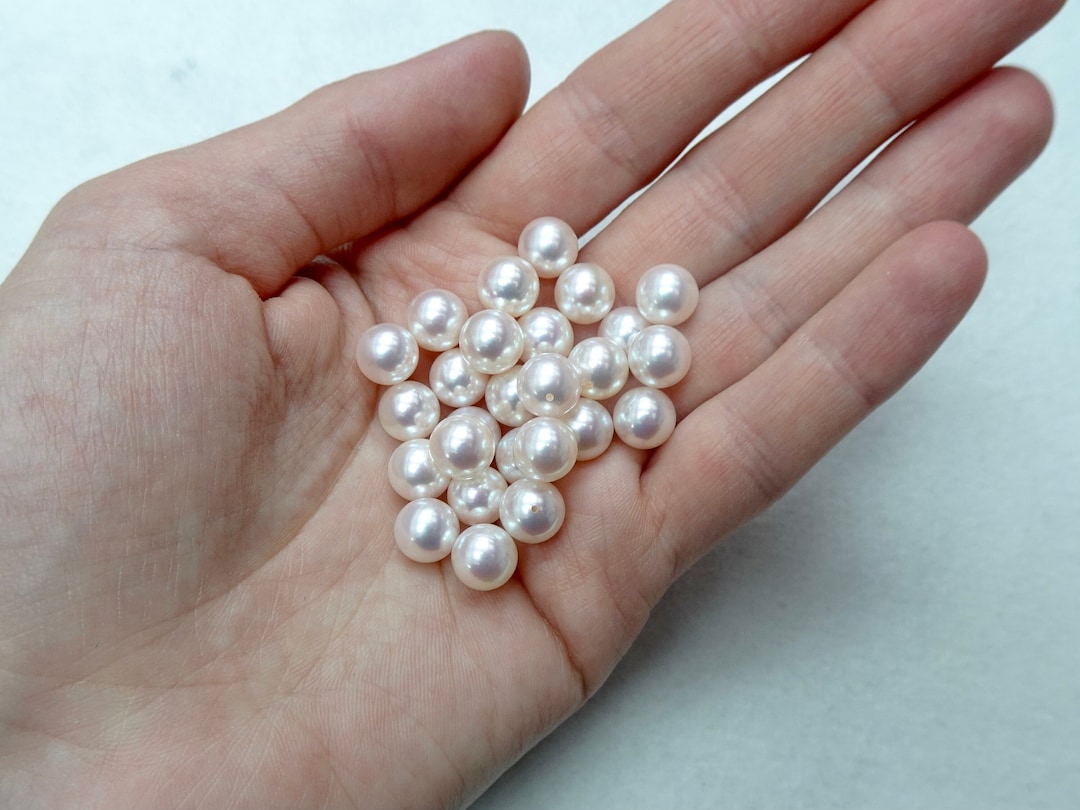 Japanese Akoya Pearl 4mm to 9.5mm, Half-drilled, Perfectly Round, High ...