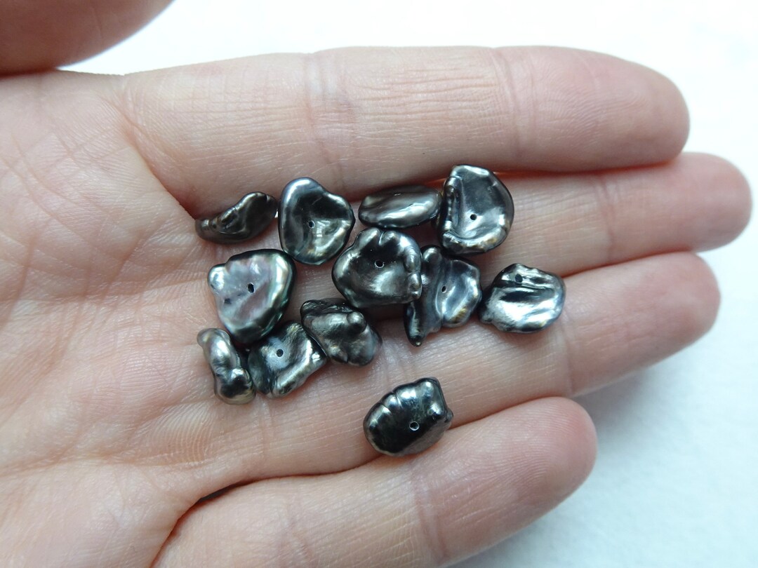 South Sea Tahitian Keshi 9mm-10mm, Natural Color Dark Grey/ Black ...