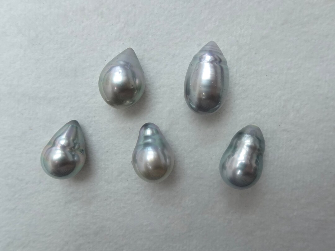 ELONGATED Silver Natural Color Genuine Tahitian Baroque Pearl ...