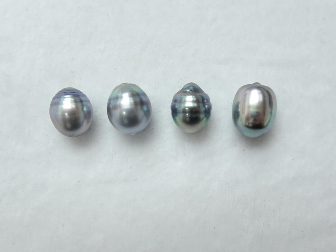 PASTEL PEACOCK Natural Color - Set of 4 Tahitian Pearls 9mm-10mm ...