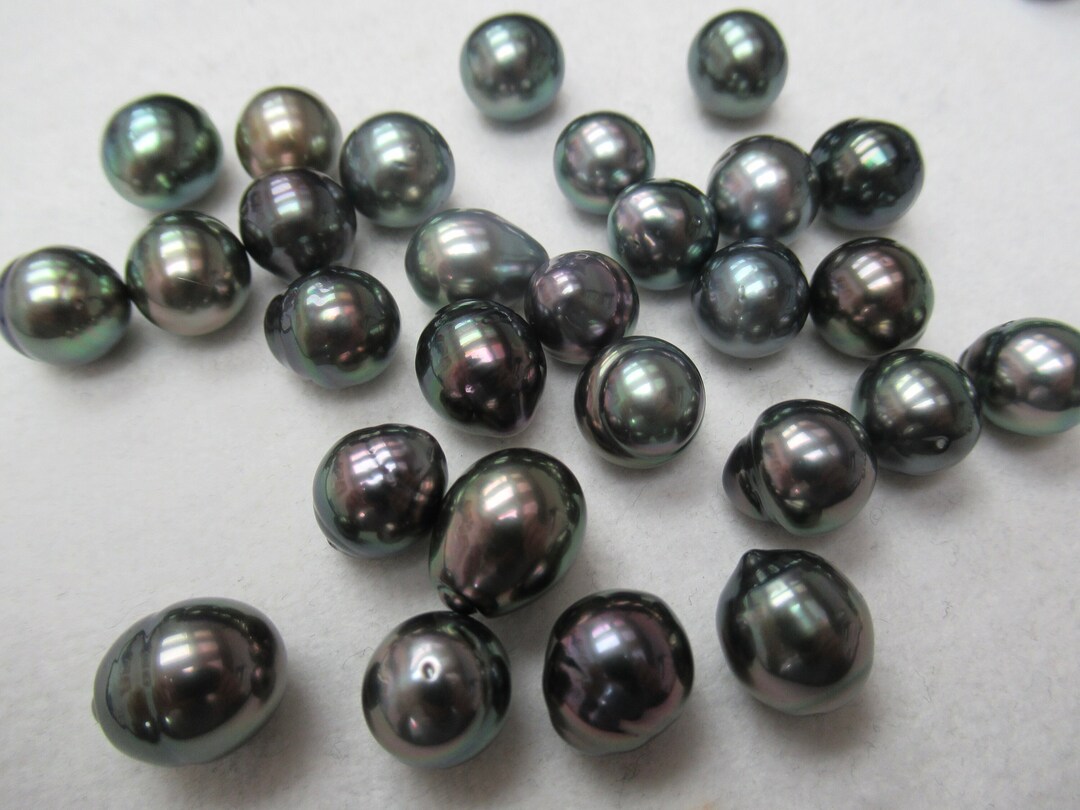 South Sea Tahitian Circle' Pearl Natural Vivid Peacock Colors 8mm-12mm ...
