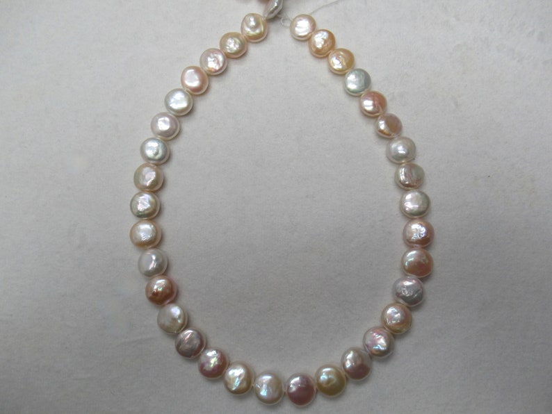 Freshwater Peach Coin Pearl Strand 11-12mm and 12-13mm Natural Color ...