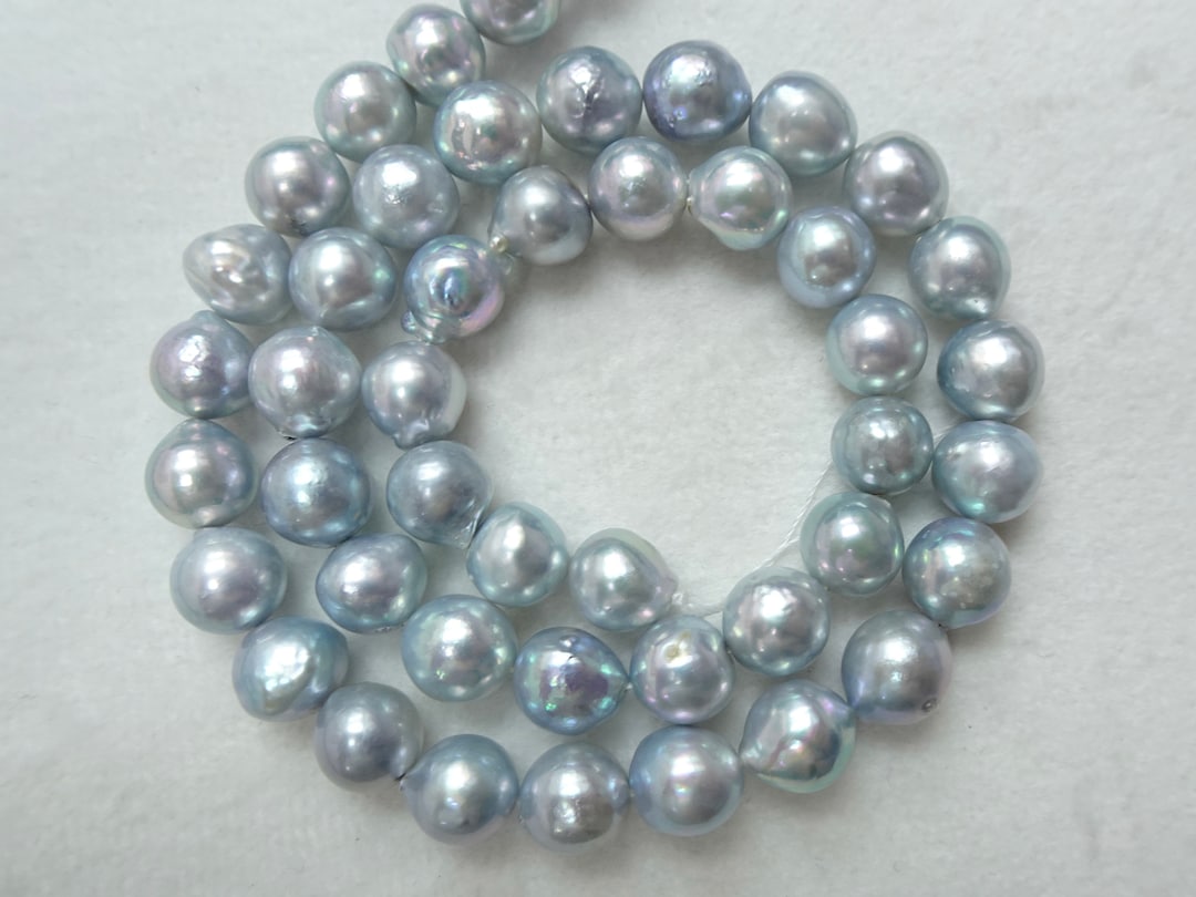 Japanese Blue Akoya Pearl Strand 8.5mm-9mm, High Luster, Natural Bright ...