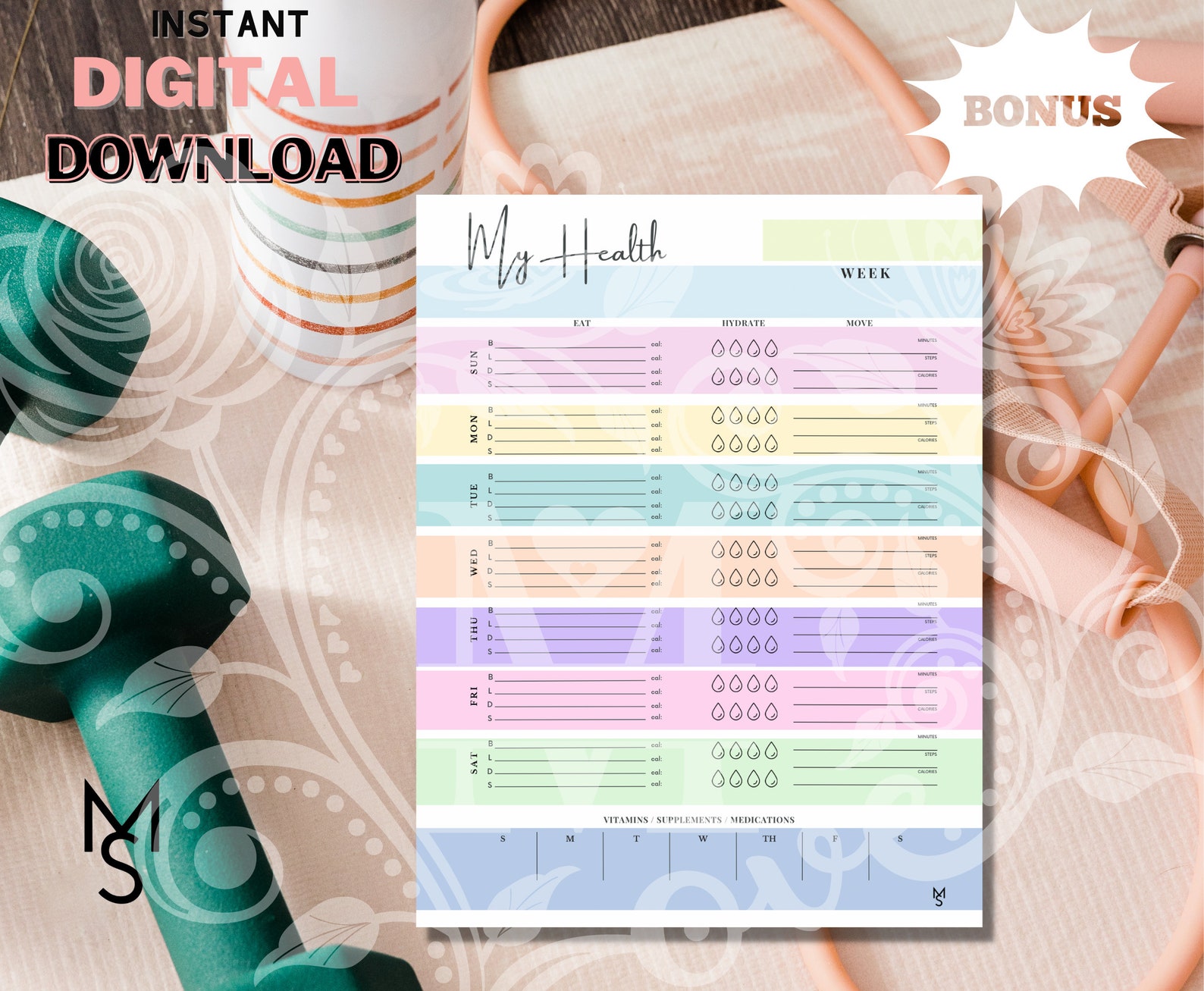 Printable Weekly Health Tracker Printable Tracker Fun | Etsy