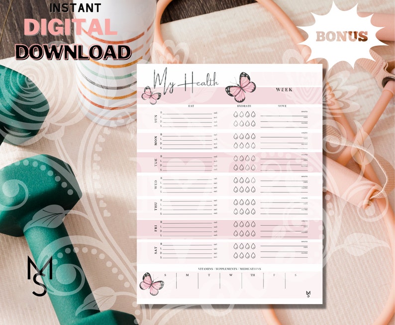 Printable Weekly Health Tracker - Printable Tracker + Fun Colors Bonus ...