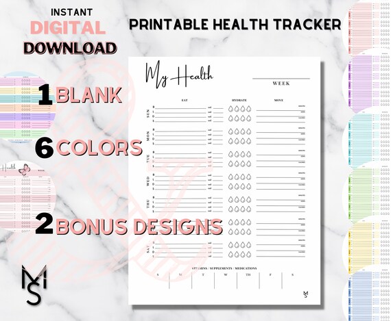 Printable Weekly Health Tracker Printable Tracker Fun | Etsy