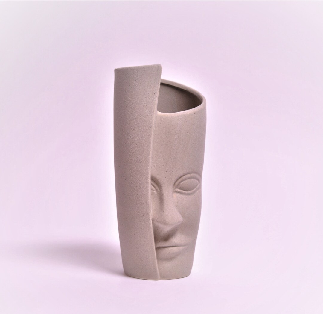 Face Sculpture Vase | Head Flower Vase | Modern Plant Holder | Man Face ...