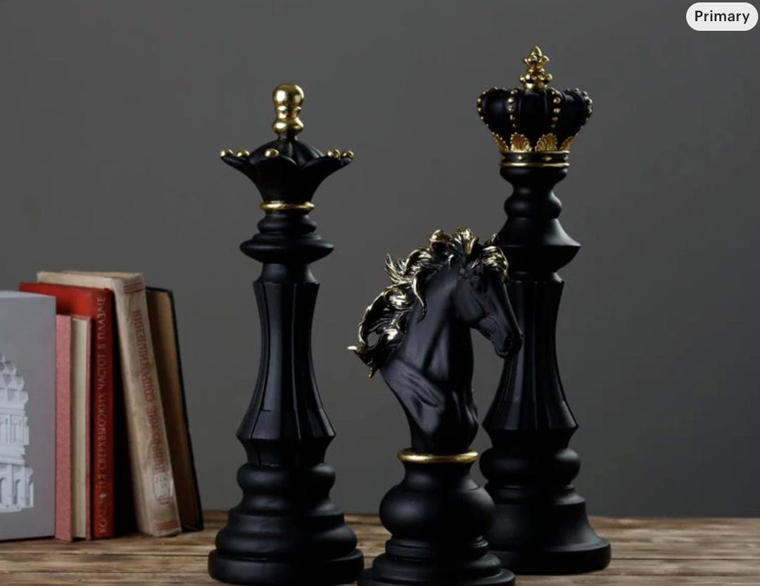 Set of 3 Chess Piece Statues | Knight,queen,king | Chess Decor for Home ...