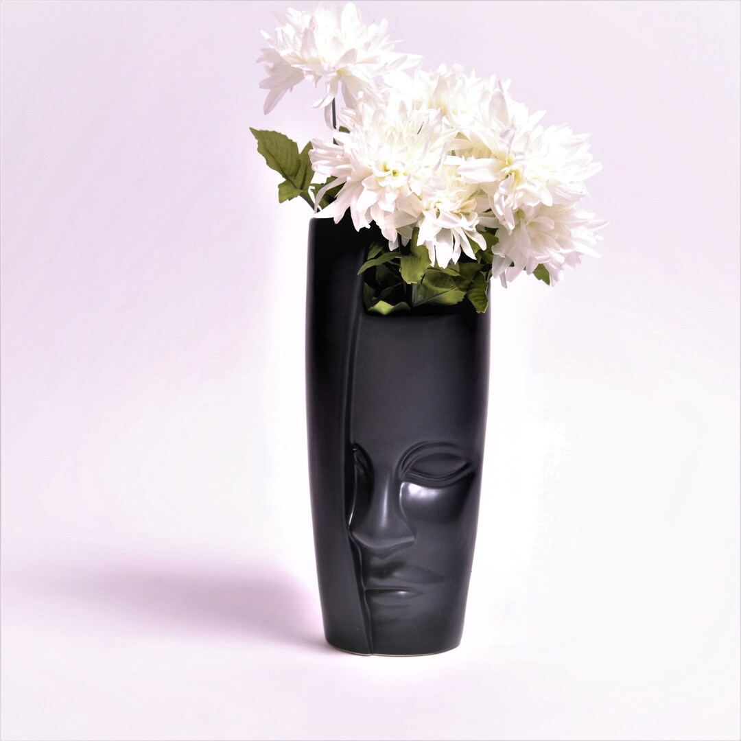 Face Sculpture Vase | Head Flower Vase | Modern Plant Holder | Man Face ...