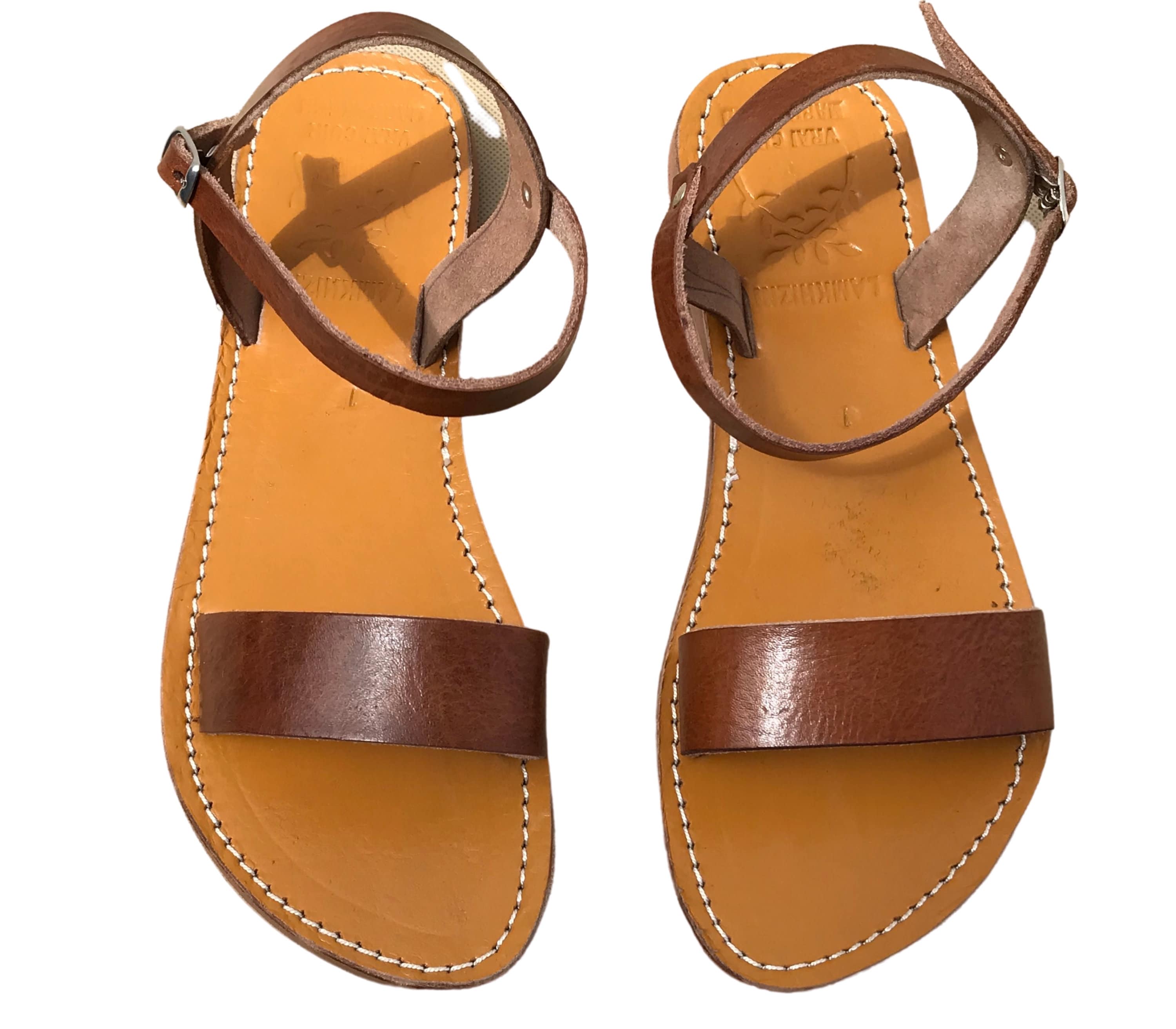 Brown Genuine Leather Sandals for Women Strappy Sandals - Etsy