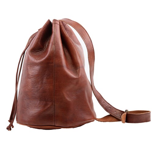 Leather Bucket Bag Leather Pouch With Drawstring Leather - Etsy