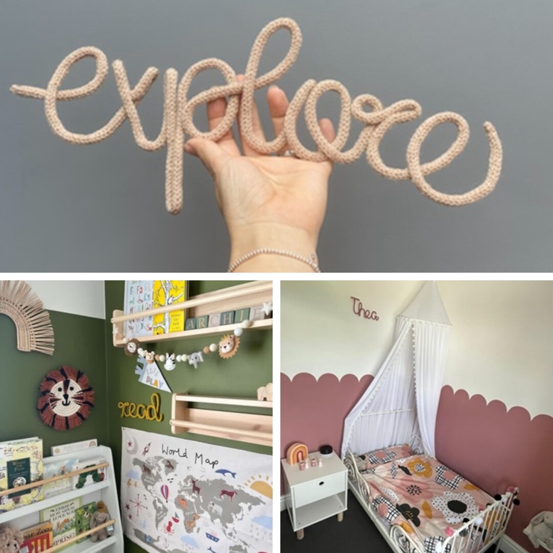 Custom Knitted Wire Wool Words Personalised Baby Shower / Birthday ...