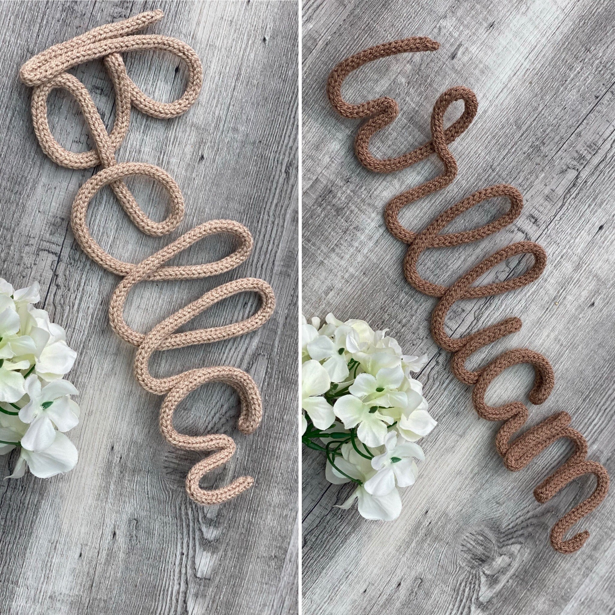 Custom knitted wire wool words personalised baby shower / | Etsy