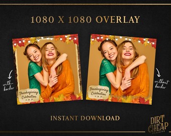 Thanksgiving 360 Photo Booth Template Overlay 1072x1072 Holiday Party ...