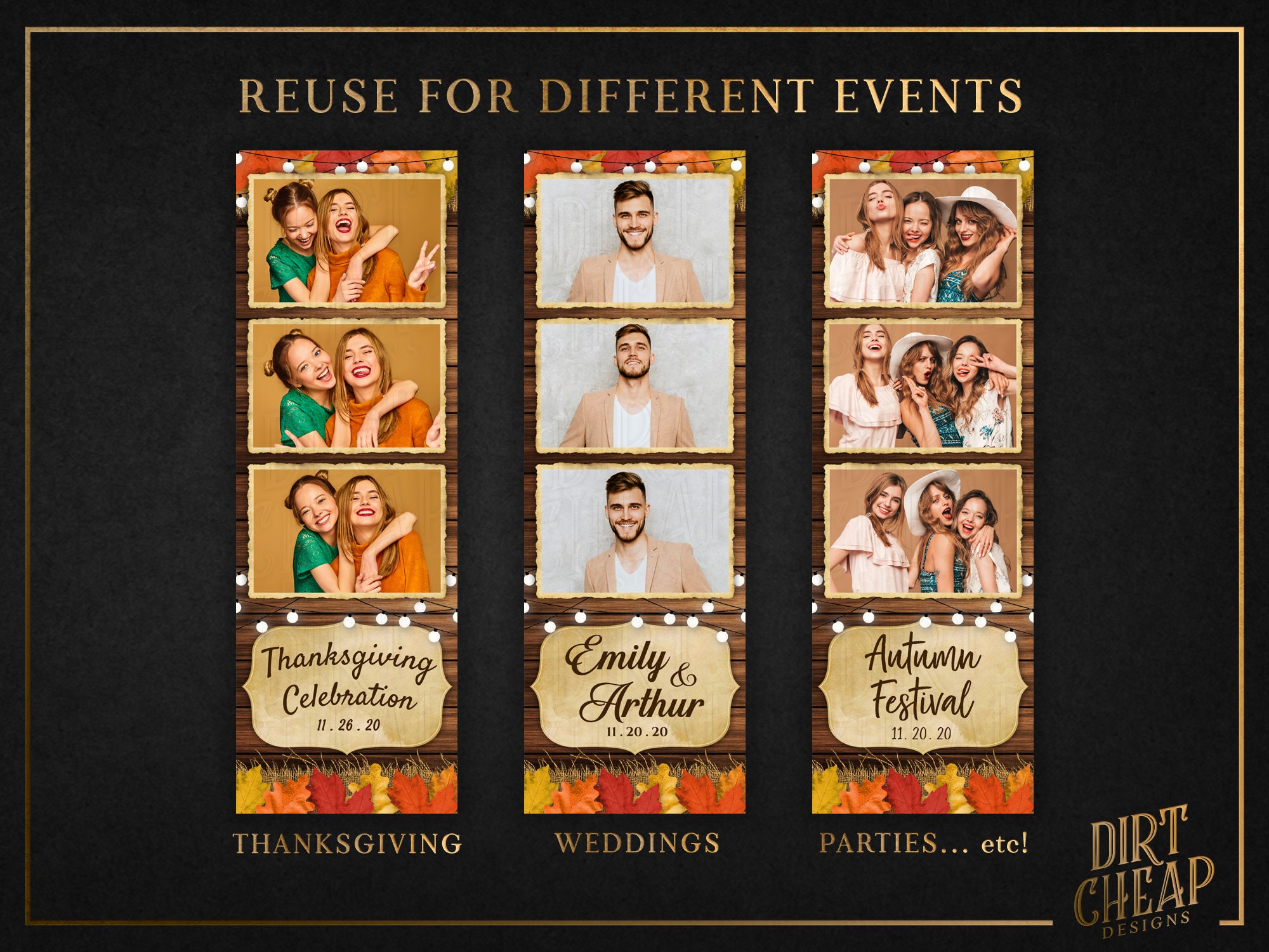 Fall 2x6 Photo Booth Template for Thanksgiving Friendsgiving Festival ...
