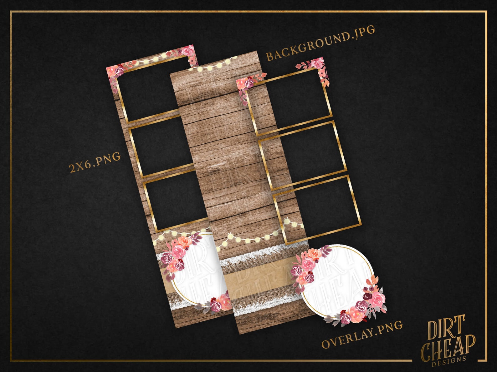 Rustic 2x6 Photo Booth Template for Wedding Quinceañera Sweet 16 ...