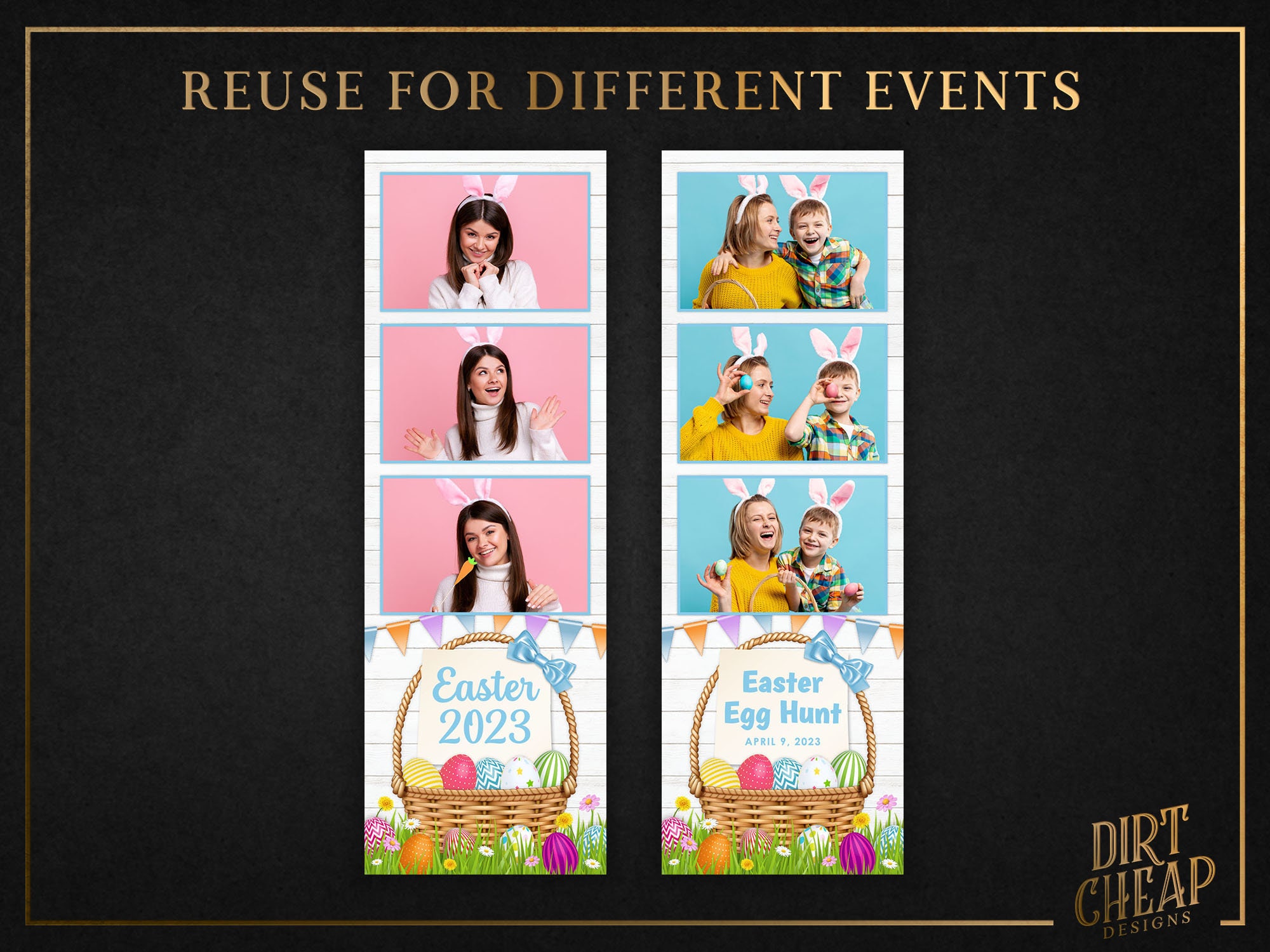 2x6 Easter Photo Booth Template Frame Overlay - Etsy