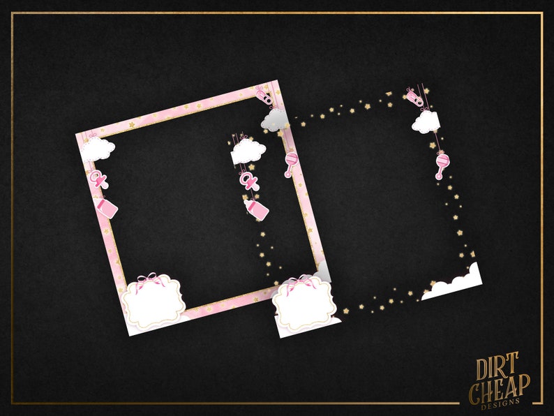 1080x1080 Pink Gold Birthday Baby Shower Christening Baptism Overlay ...