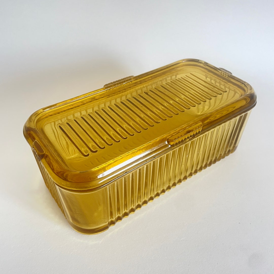 Vintage Federal Glass Amber Depression Glass Refrigerator Container - Etsy