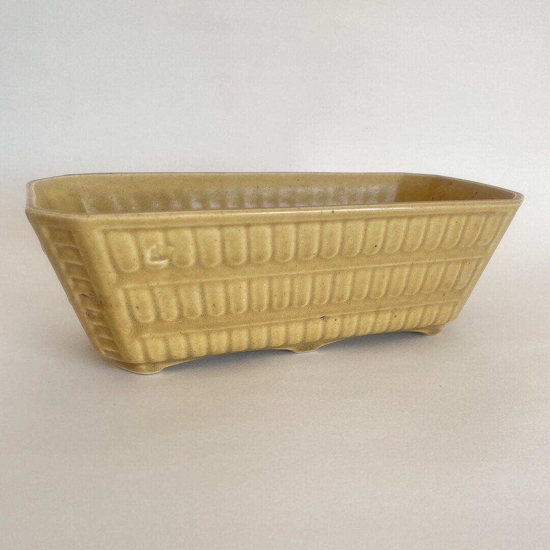Vintage Yellow Unmarked Planter With Shingle Design; Vintage Indoor ...