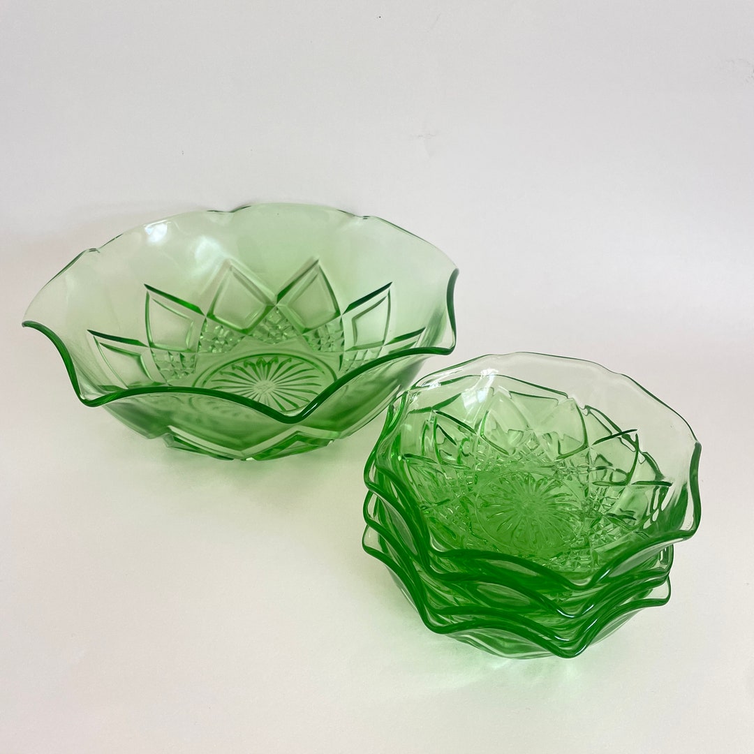 Vintage Hazel Atlas Diamond Arches Fluted Edges Fruit Bowl Set ...