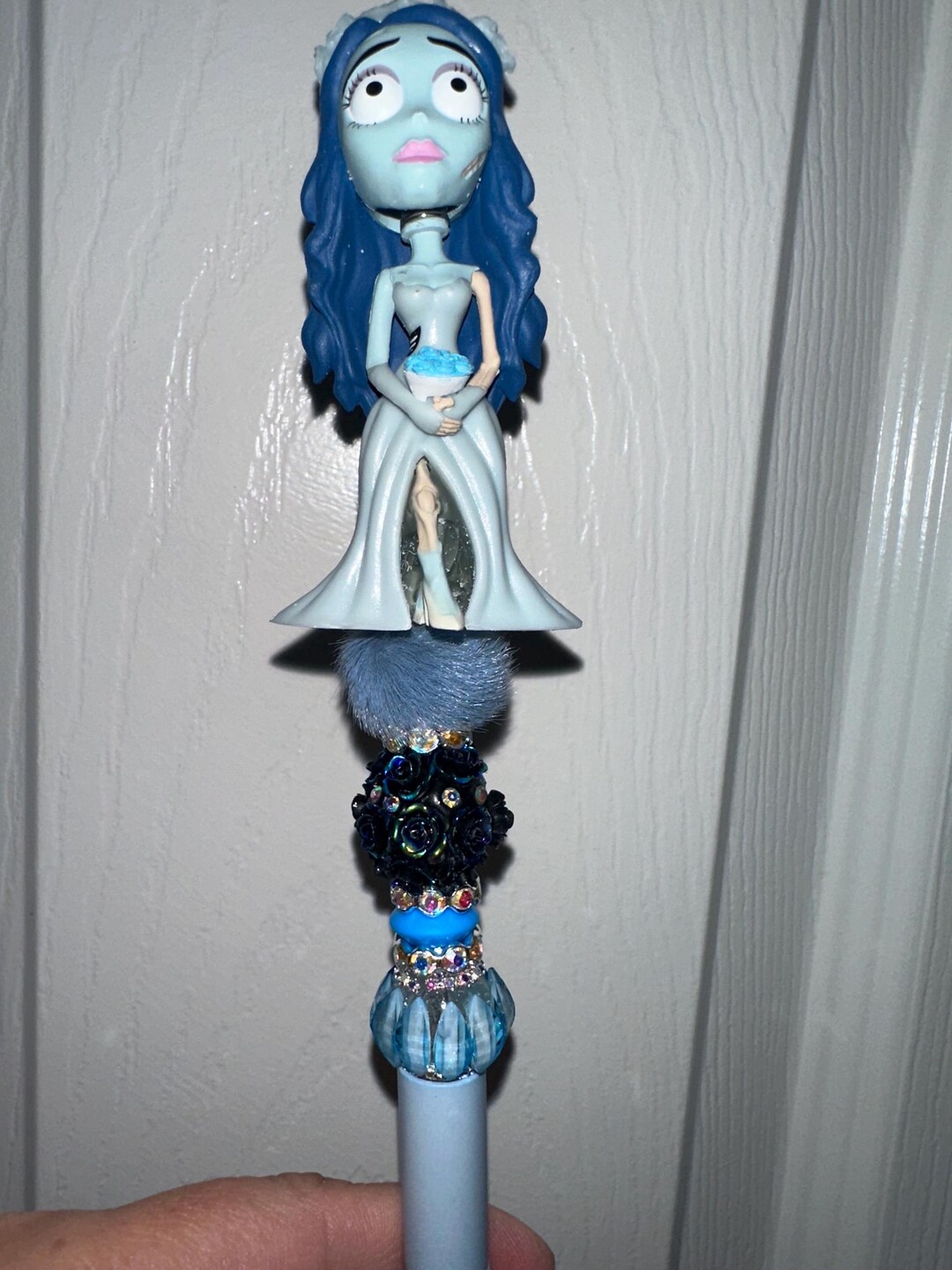 Corpse Bride Emily Bobblehead Figure Beaded Color Changing Focal Pen ...