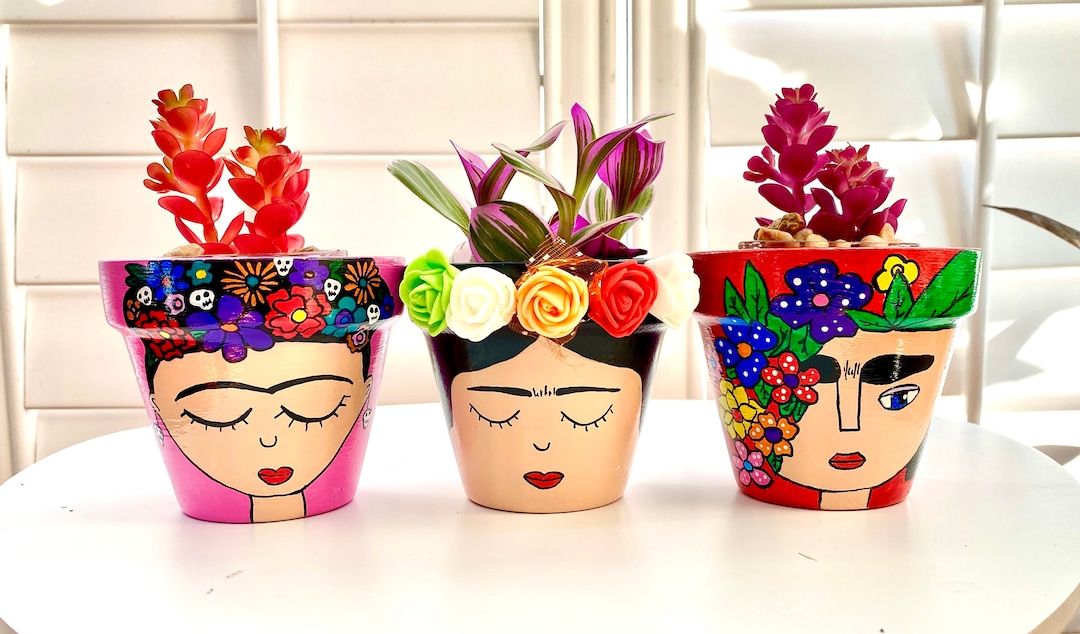 Frida Kahlo Plant Pots. Frida Planters. Set of 3pots. - Etsy