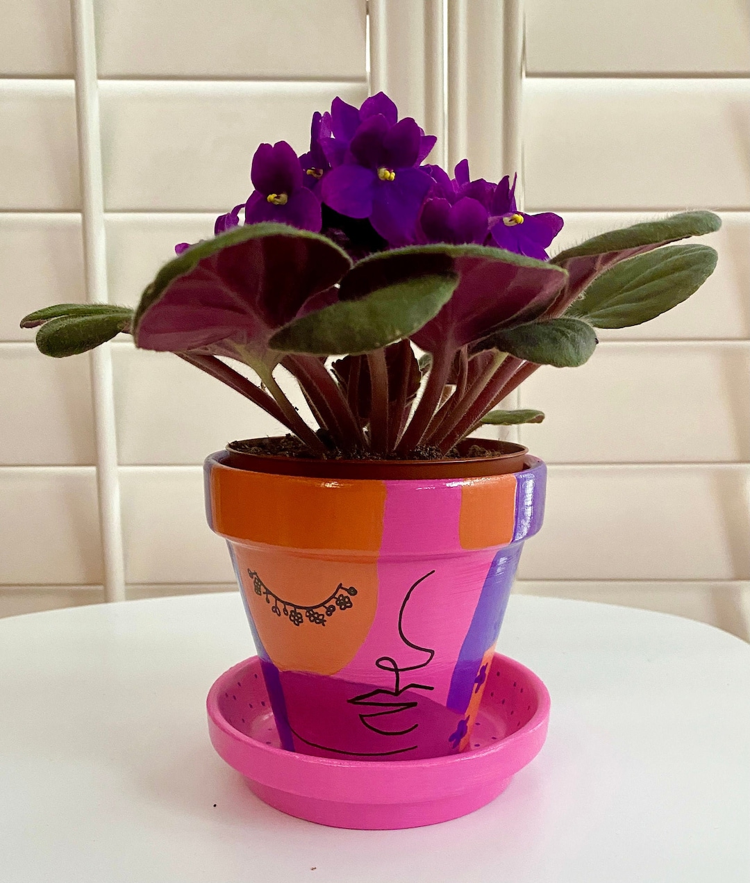 Pink Plant Pot Painted. Pink Planter. Custom Pot. Flower Pot - Etsy
