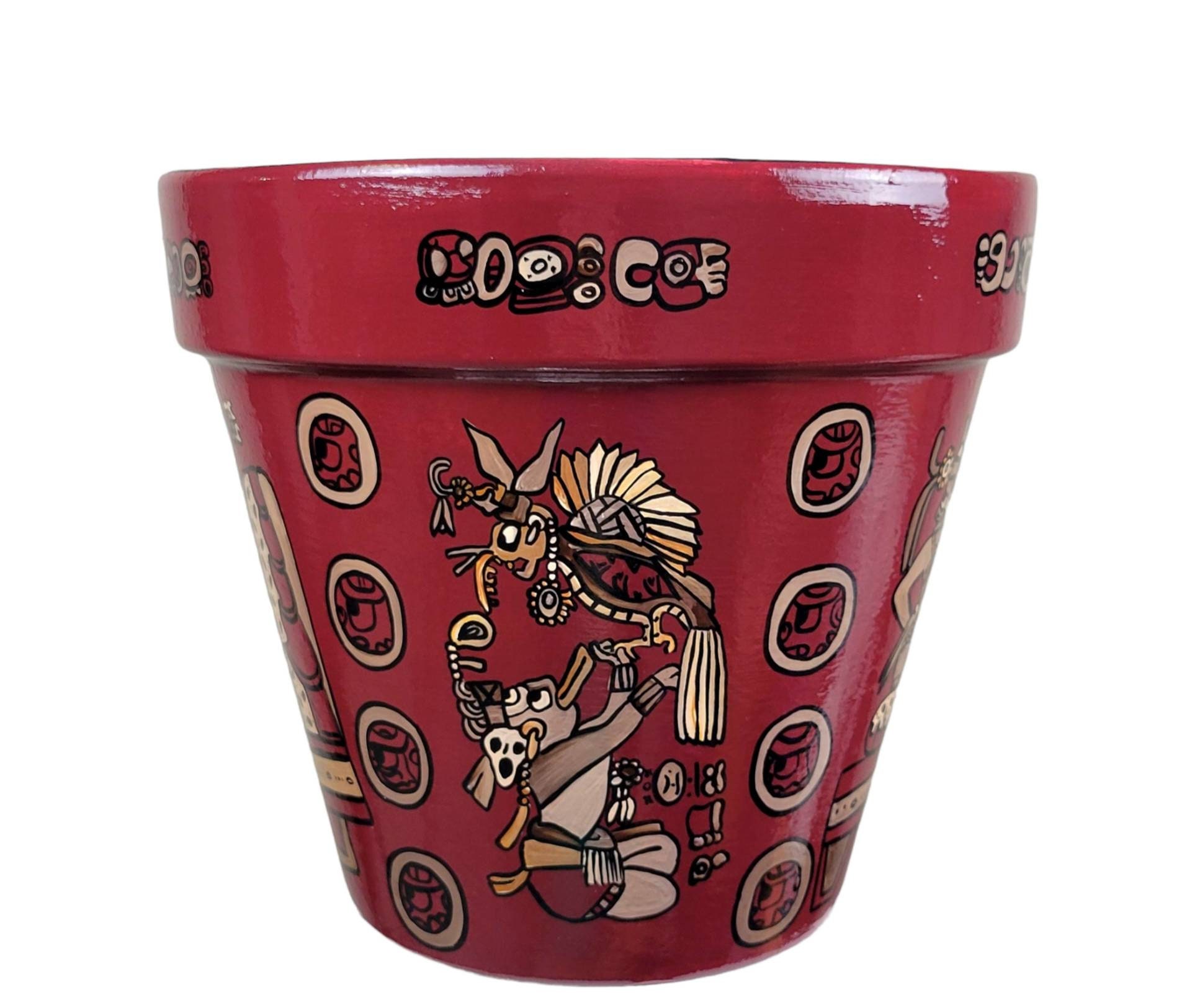 Mayan Plant Pot. Handpainted Mayan Pottery. Mayan Art - Etsy
