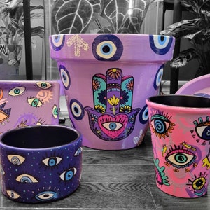 Hamsa Hand Plant Pot. Occult Planter. Evil Eye Plant Pot. - Etsy