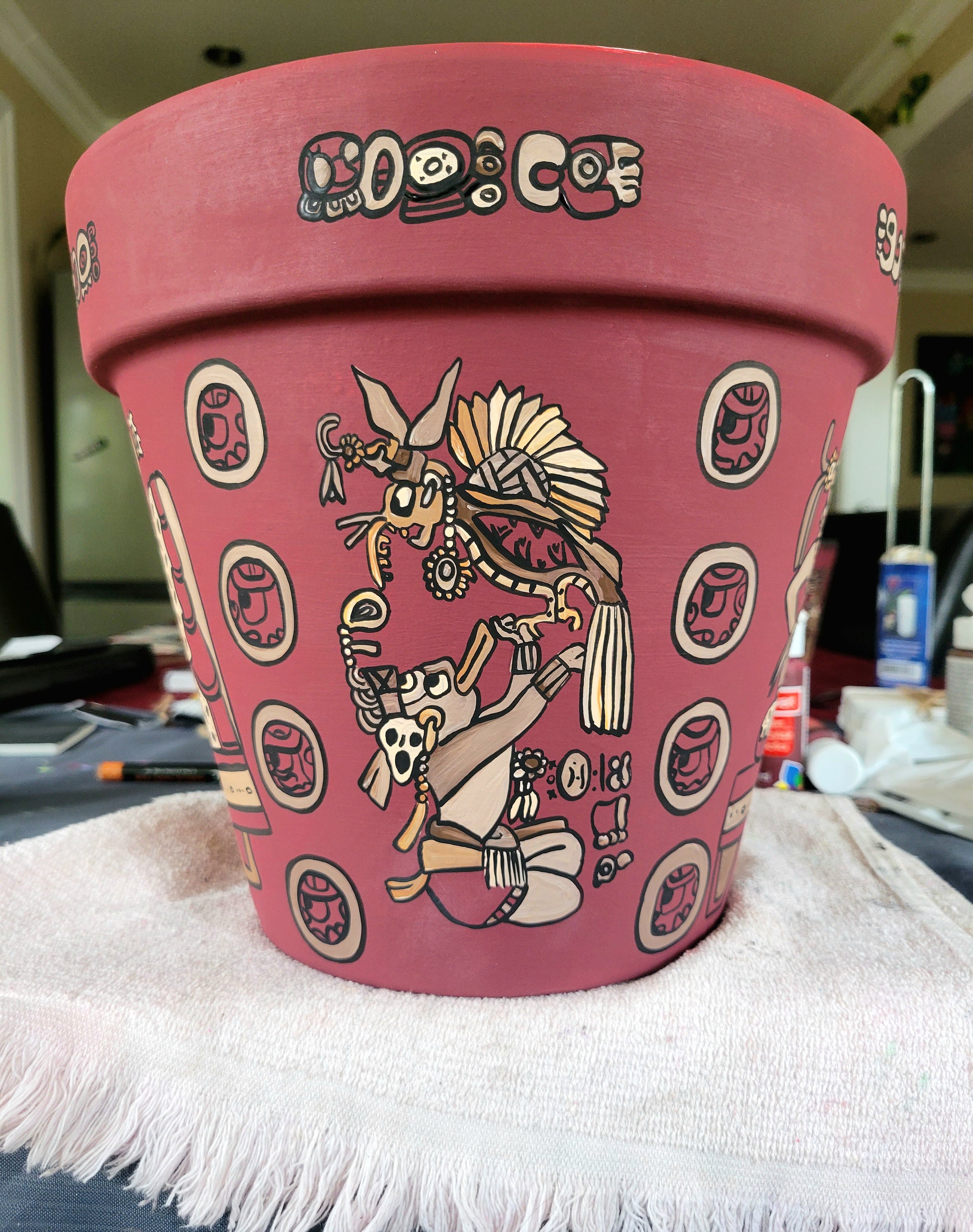 Mayan Plant Pot. Handpainted Mayan Pottery. Mayan Art - Etsy