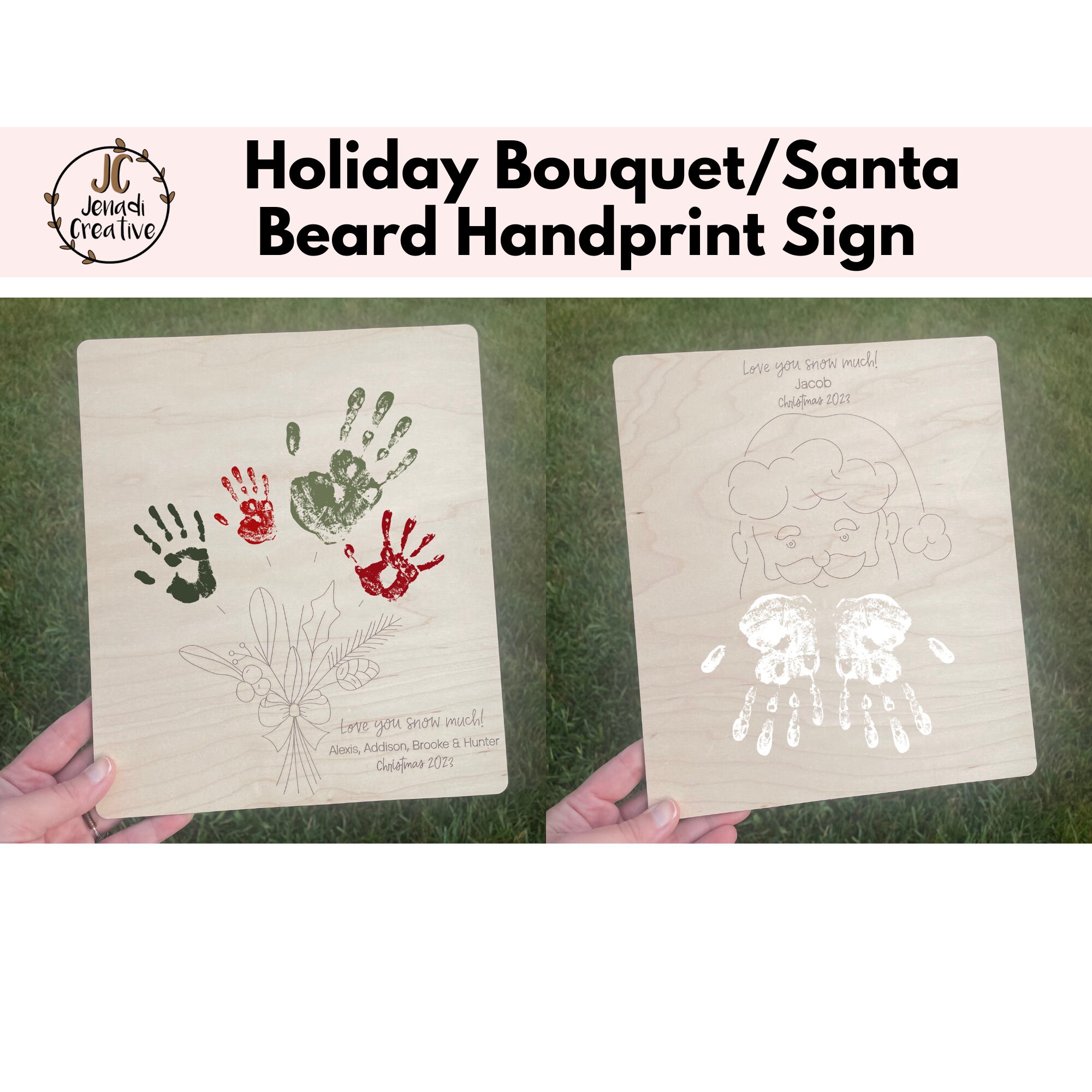 Santa & Holly Bouquet Handprint Art Craft Christmas Handprint Craft DIY ...