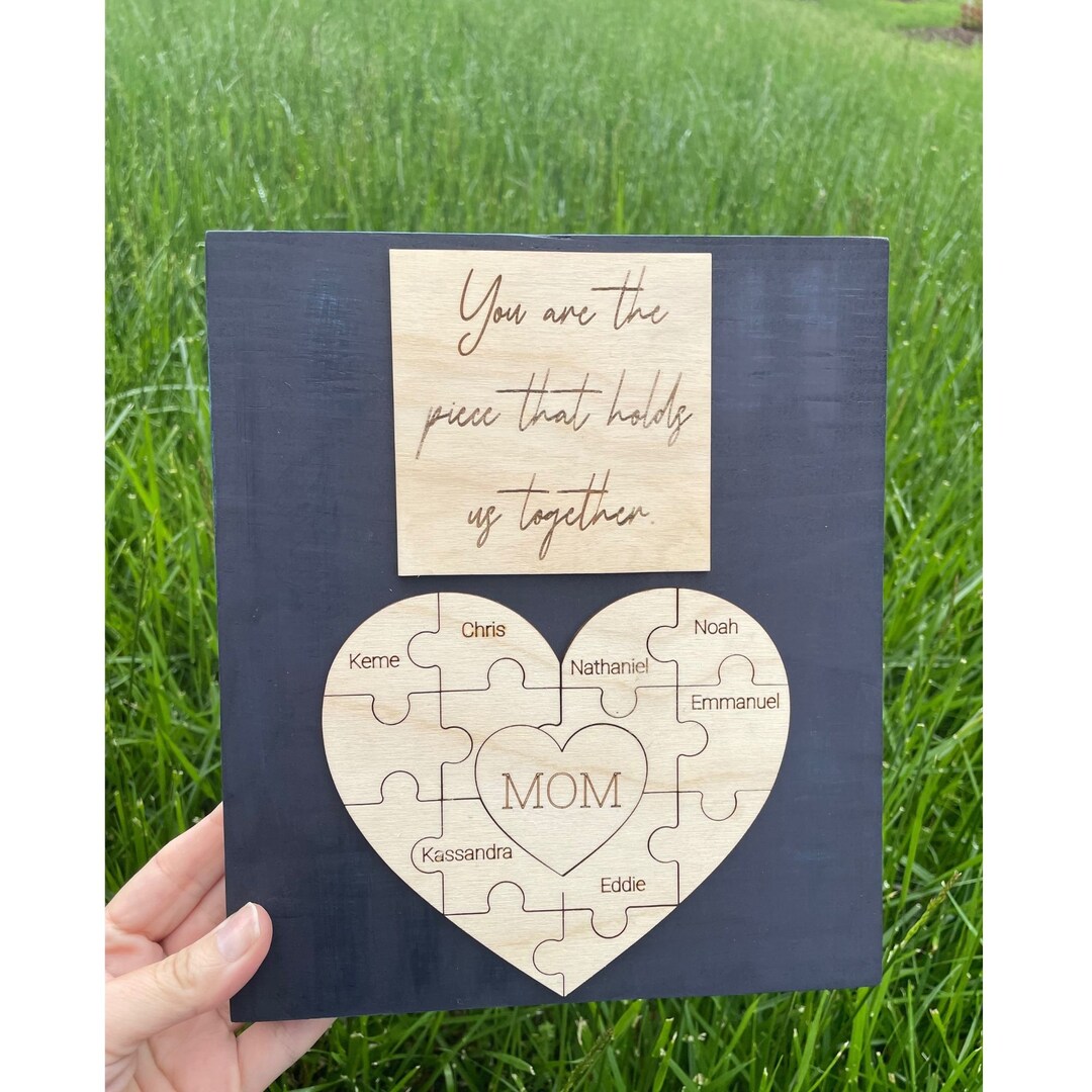 Personalized Family Puzzle Wood Sign - Customized Gift for Mom - Etsy