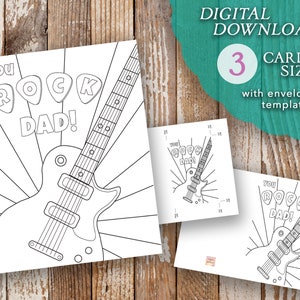Guitar Father's Day Card - Father's Day Coloring Page - Coloring Page ...