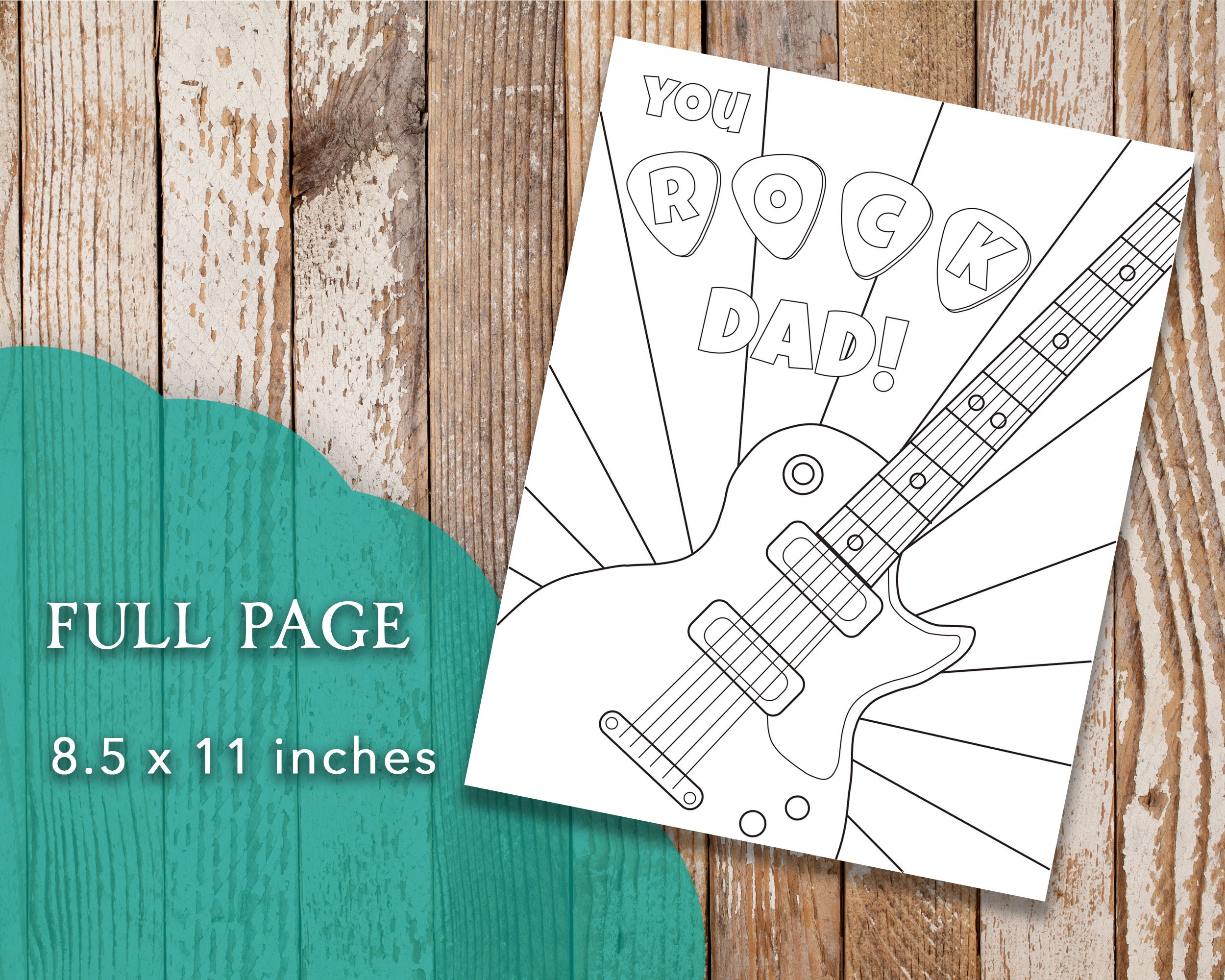 Guitar Father's Day Card - Father's Day Coloring Page - Coloring Page ...