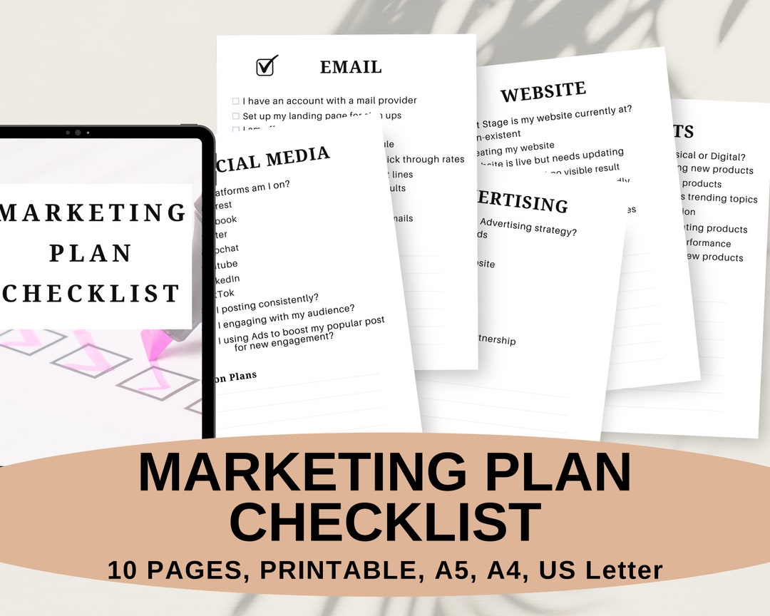 Marketing Plan Checklist Printable, Social Media Strategy Plan Template ...