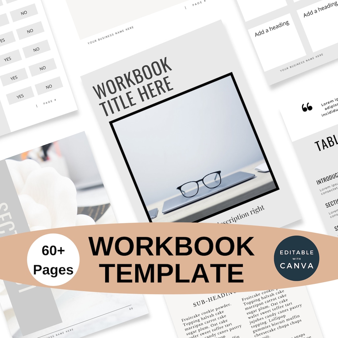 Minimalist Workbook Canva Template, Canva Worksheet Template, Canva ...