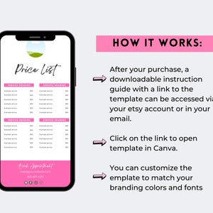 Editable Price List Templates With Logo for Small Business, Hot Pink ...